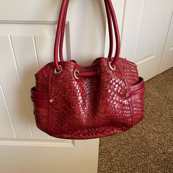 Cole Haan | Bags | Cole Hahn Red Woven Purse | Poshmark
